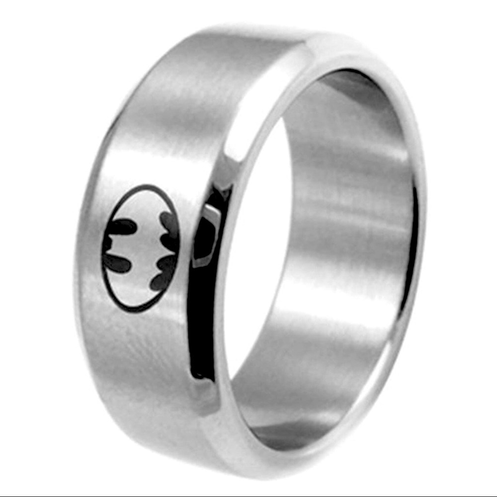 Stainless Steel Batman Logo Ring Finger Size 10 - Gem